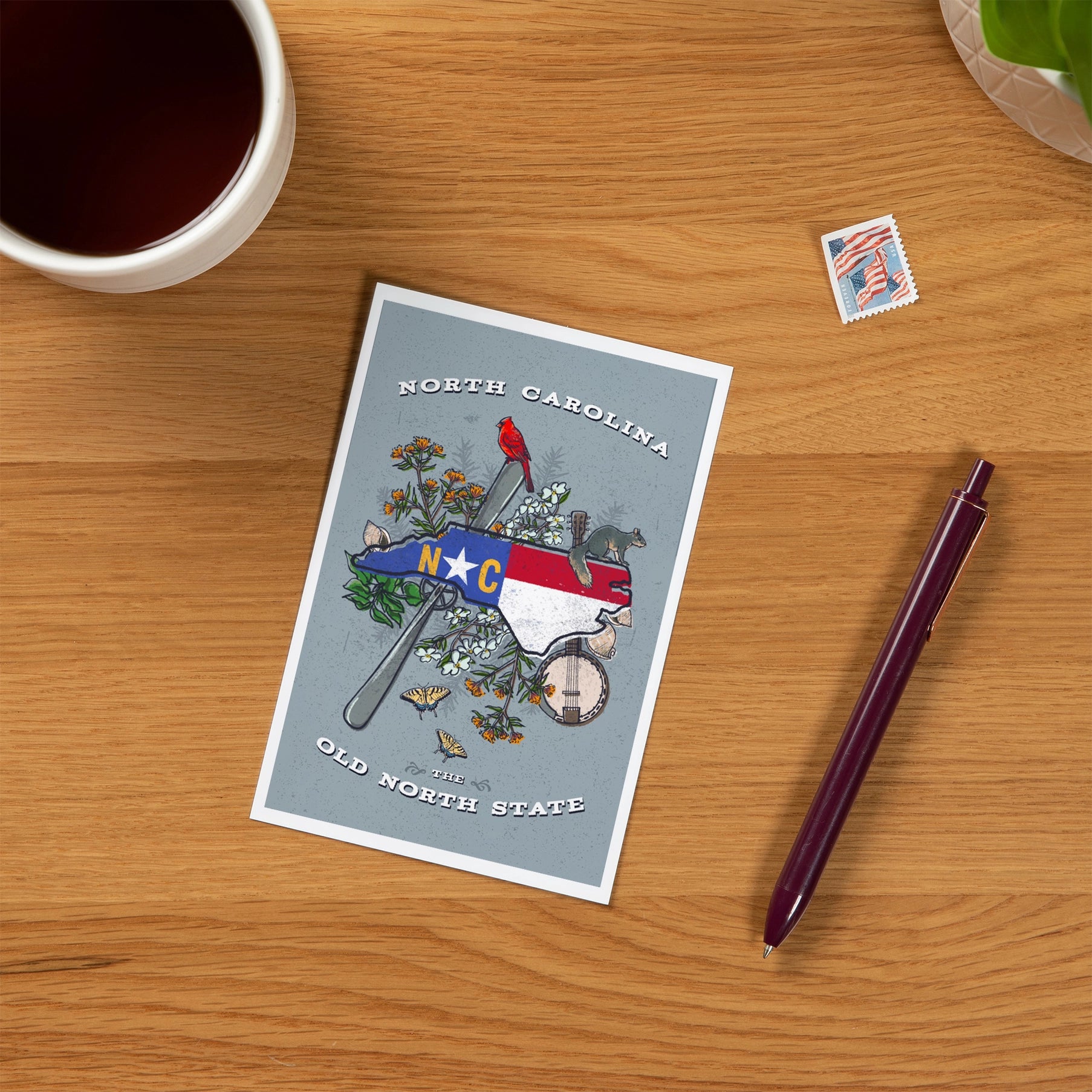 NC Flag/Cardinal Postcard – Hometown Apparel